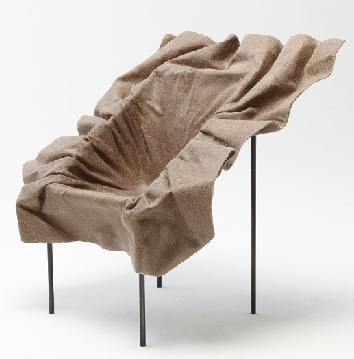 A designer chair made with natural textile and biodegradable plastic ...