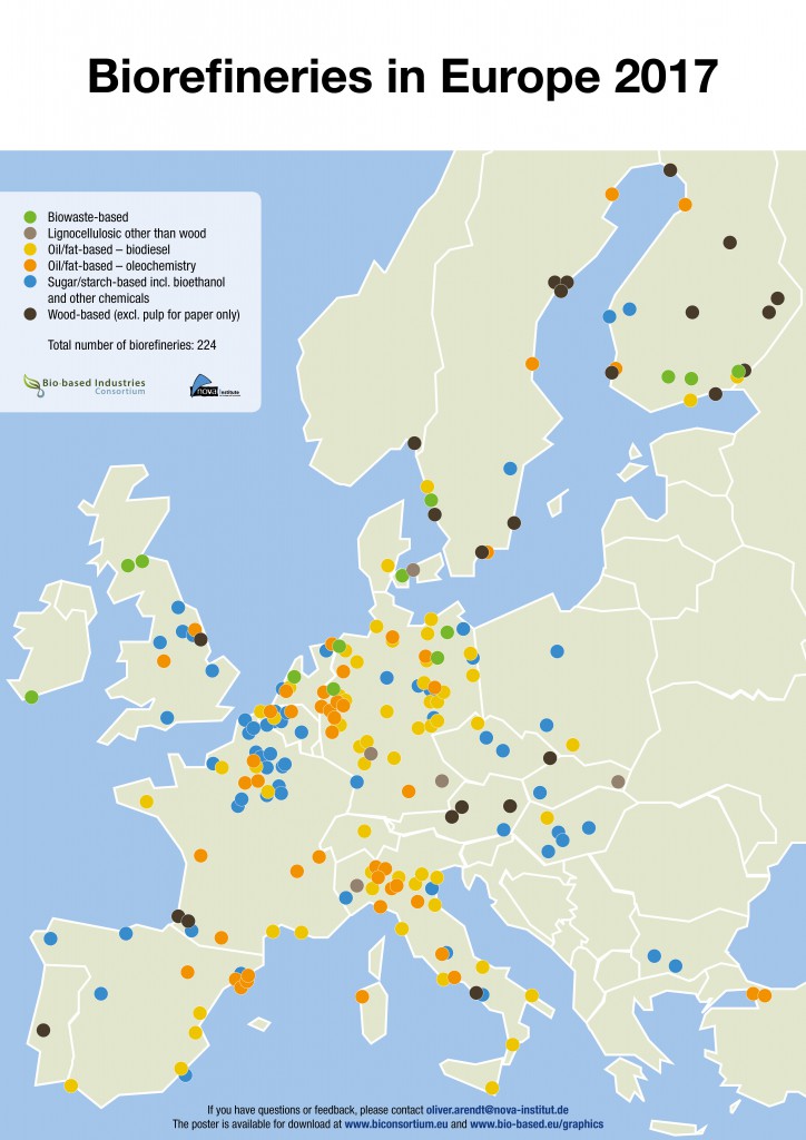 Map of 224 European biorefineries published by BIC and nova-Institute ...